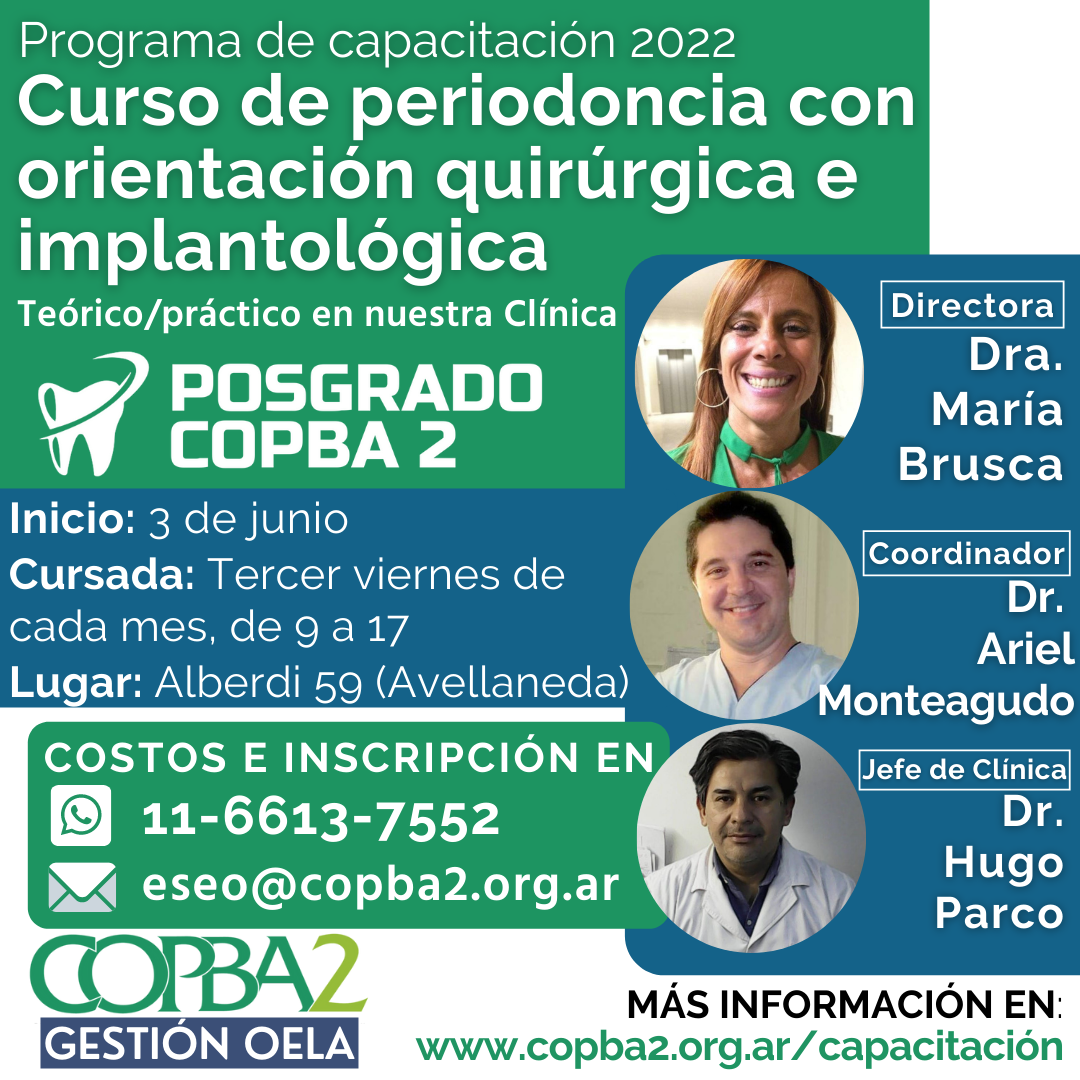 Curso de periodoncia con orientación quirúrgica e implantológica - COPBA2 - Colegio de ...