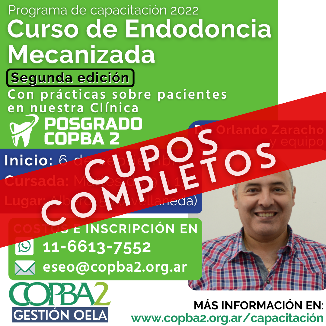 Curso de Endodoncia Mecanizada (segunda edición) - COPBA2 - Colegio de Odontologos de la ...